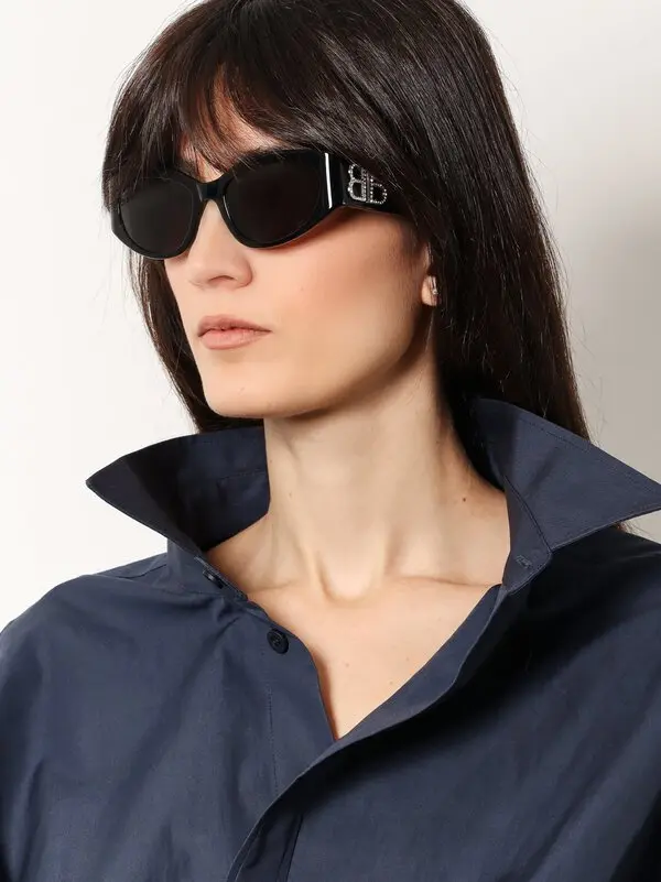 Balenciaga Acetate Cat Eye Sunglasses With Rhinestone Logo