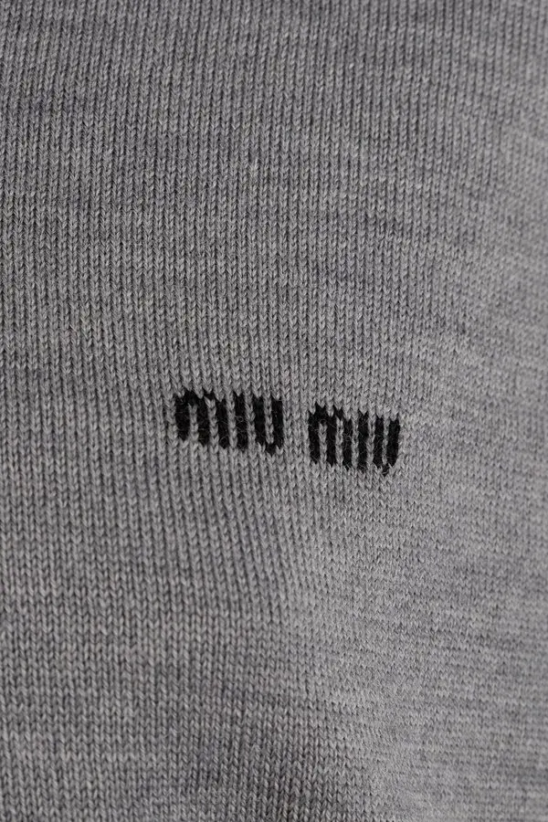 Miu Miu Long Sleeve Knitwear With Collared Neck