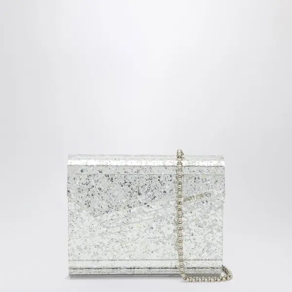 JIMMY CHOO Glitter Acrylic Clutch - Silver