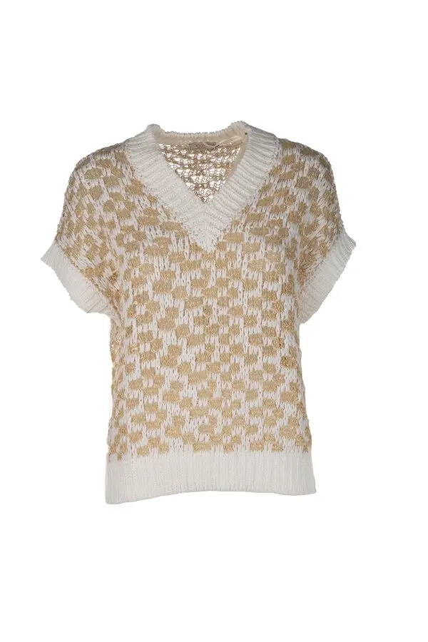 Peserico Textured V-neck Knitwear - Multicolor