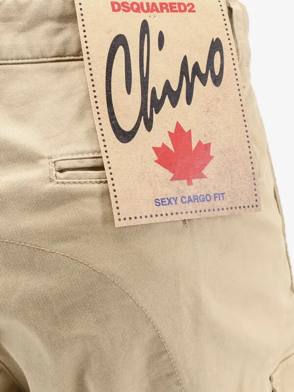 Dsquared2 Beige Cotton Cargo Trousers - Multicolor