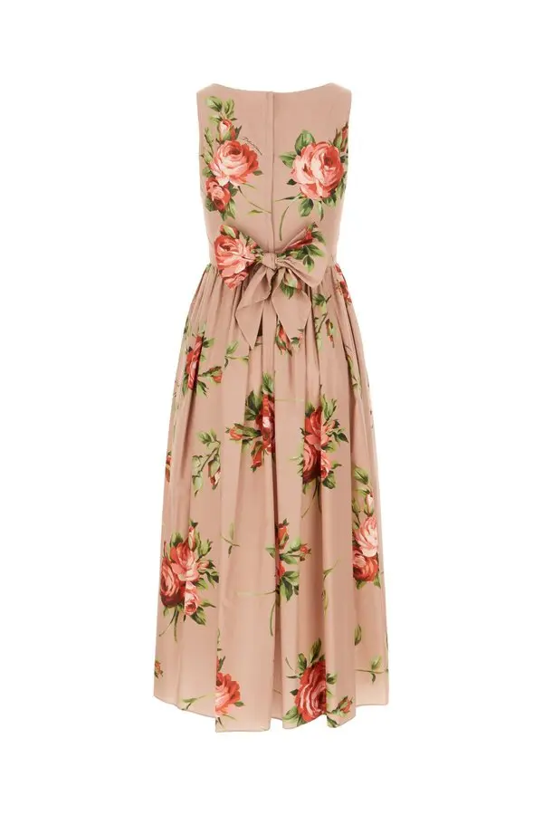 Dolce & Gabbana Sleeveless Rose Print Midi Dress