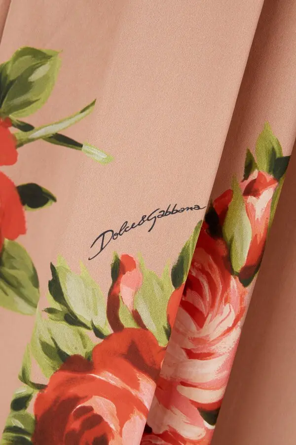 Dolce & Gabbana Sleeveless Rose Print Midi Dress