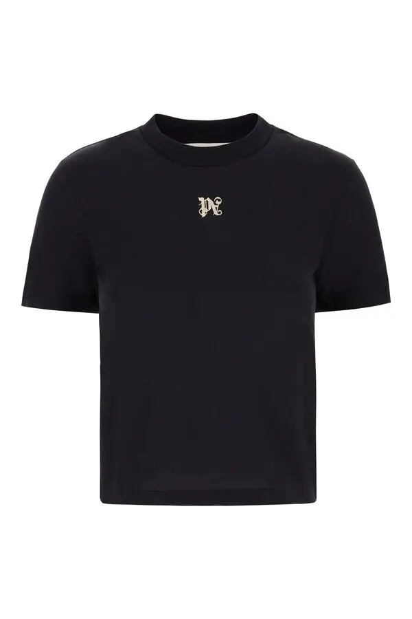 Palm Angels Cropped T-shirt With Logo - Multicolor