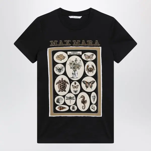 Max Mara Cotton Jersey T-shirt With Front Print - Black