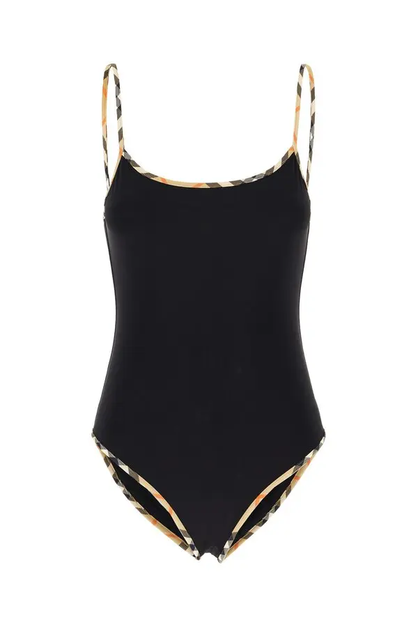 Burberry One Piece Swimsuit With Signature Print Trim - Multicolor