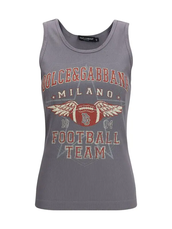 Dolce & Gabbana Ribbed Graphic Print Tank Top