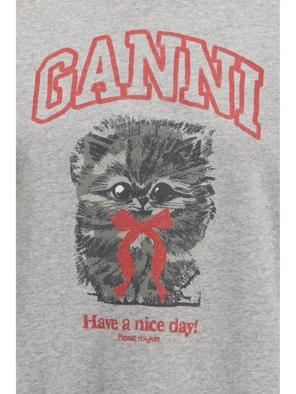 GANNI Kitty Graphic Sweatshirt - Gray