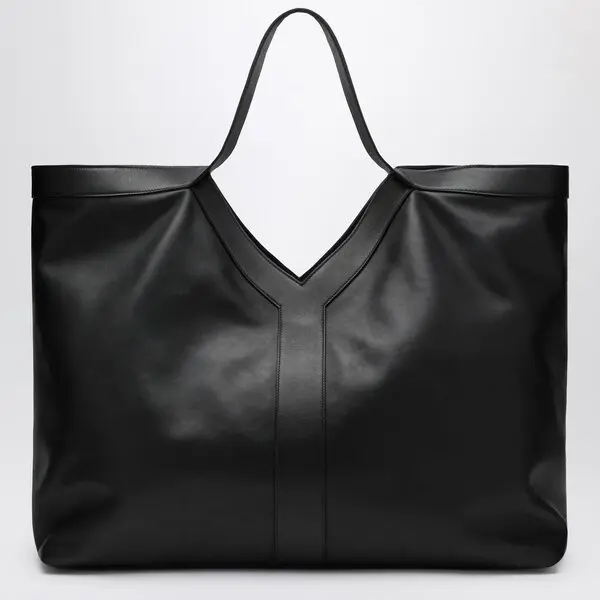 Saint Laurent Maxi Y Tote Bag In Pebbled Leather - Black