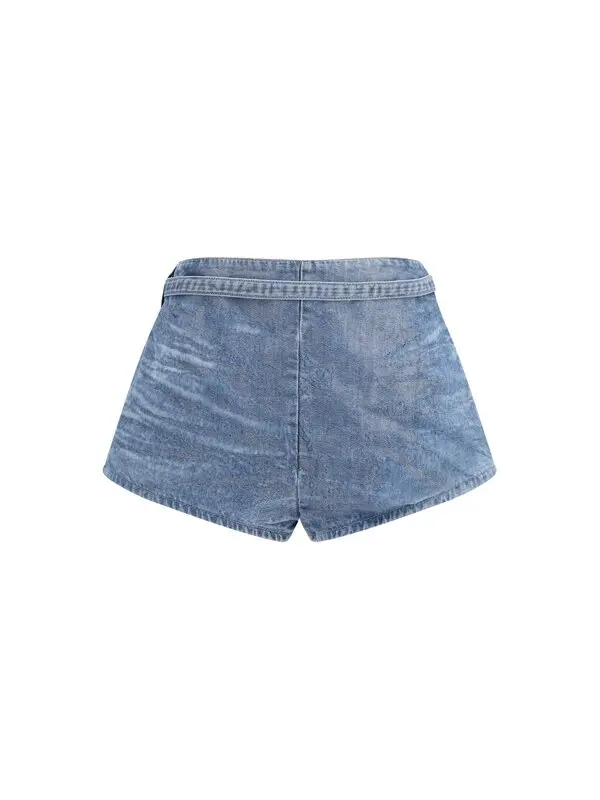 DIESEL® Cotton Shorts With Layered Design - Blue
