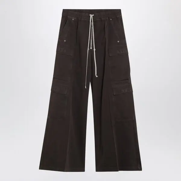 Rick Owens Dark Powder Grey Nylon Cargo Jumbo Belas Trousers - Brown