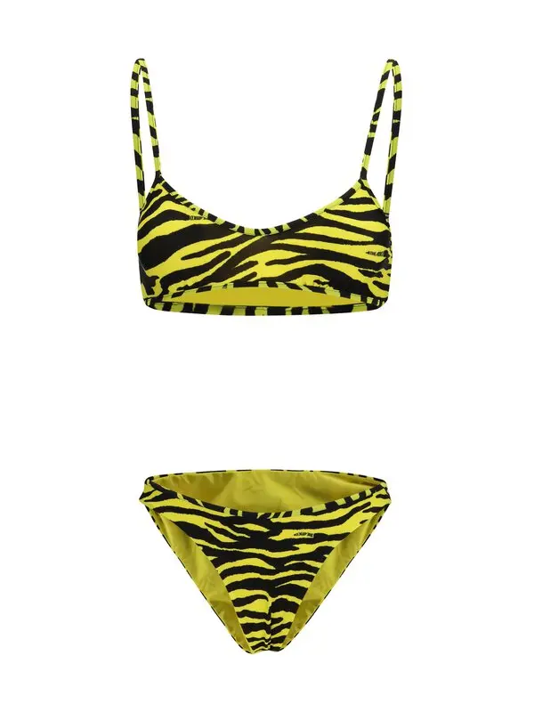 Attico Zebra-print Bikini - Yellow