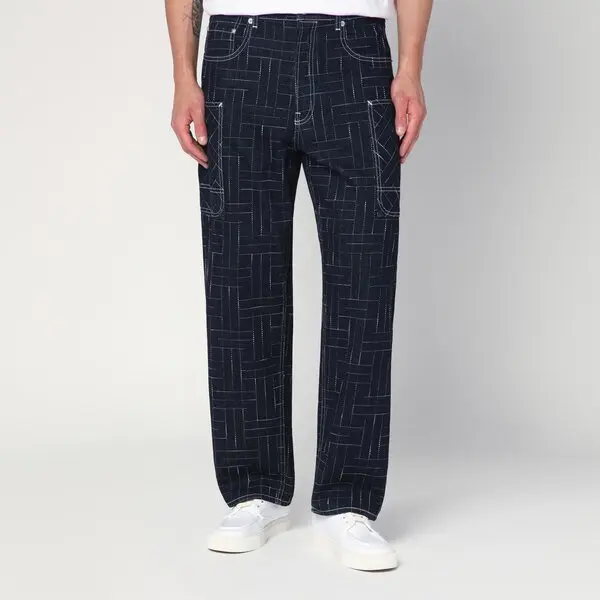 Kenzo Waves Cargo Jeans With All-over Weave Jacquard