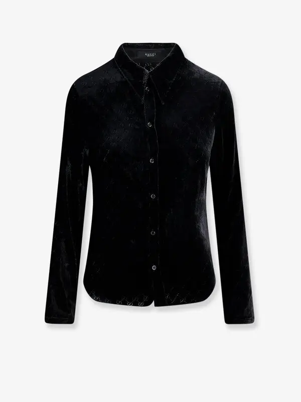 Gucci Stretch Gg Devore Velvet Shirt - Black