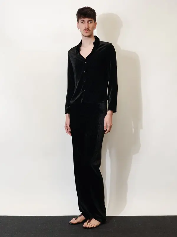 Gucci Stretch Gg Devore Velvet Shirt - Black