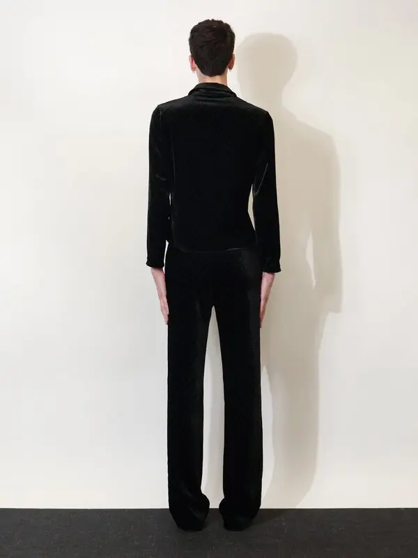 Gucci Stretch Gg Devore Velvet Shirt - Black