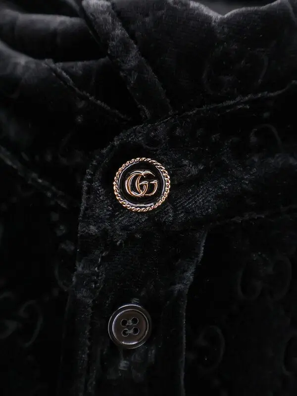 Gucci Stretch Gg Devore Velvet Shirt - Black