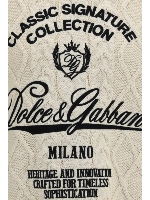 Dolce & Gabbana Cable-knit Pullover With Logo Detailing