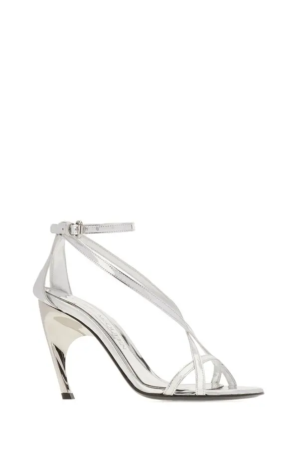 Alexander McQueen Silver Strappy High Heel Sandals