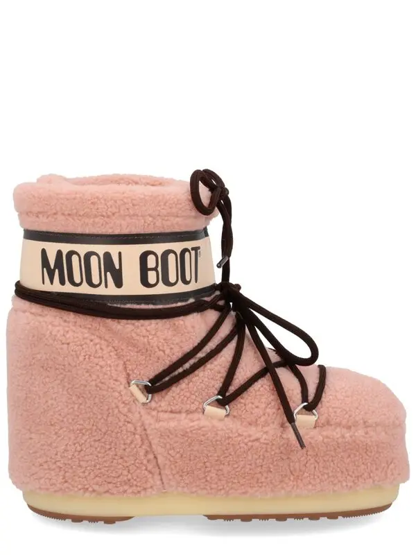Moon Boot Icon Low Fleece Lace-up Boots - Pink