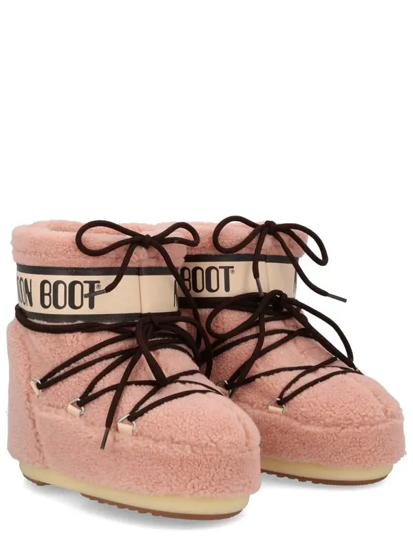 Moon Boot Icon Low Fleece Lace-up Boots - Pink
