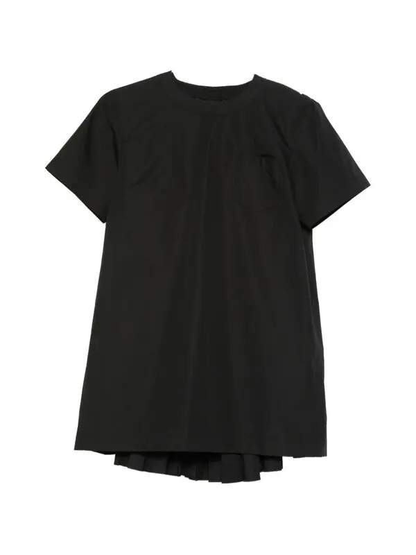 Sacai Cotton Mini Dress With Pleated Back