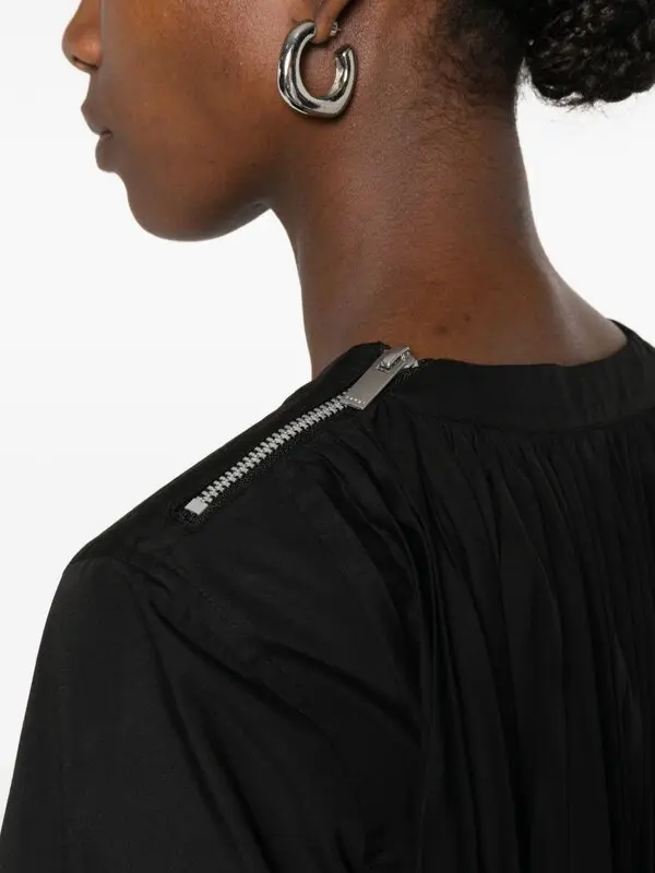 Sacai Cotton Mini Dress With Pleated Back