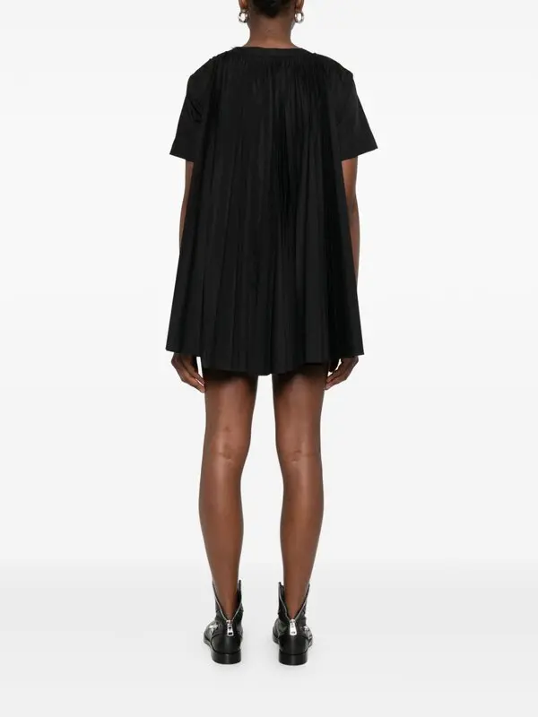 Sacai Cotton Mini Dress With Pleated Back