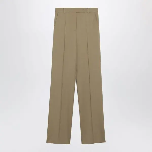 Max Mara Wide-leg Wool And Silk Poplin Trousers - Cream