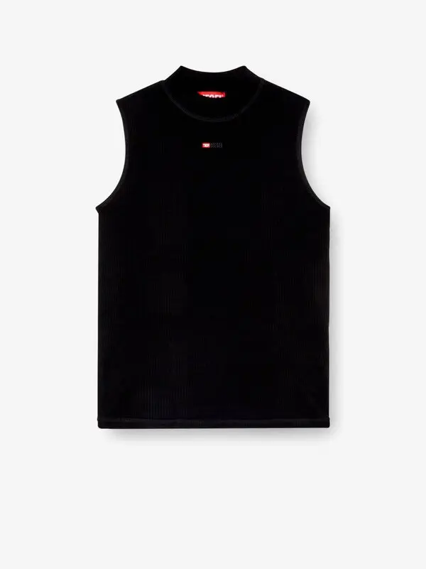 DIESEL® Ribbed Knit Mock Neck Sleeveless Tank Top