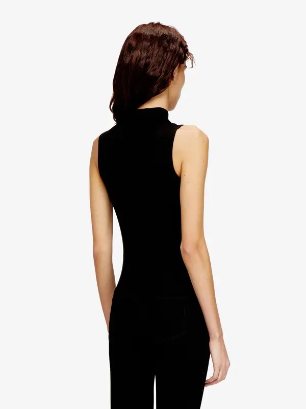 DIESEL® Ribbed Knit Mock Neck Sleeveless Tank Top