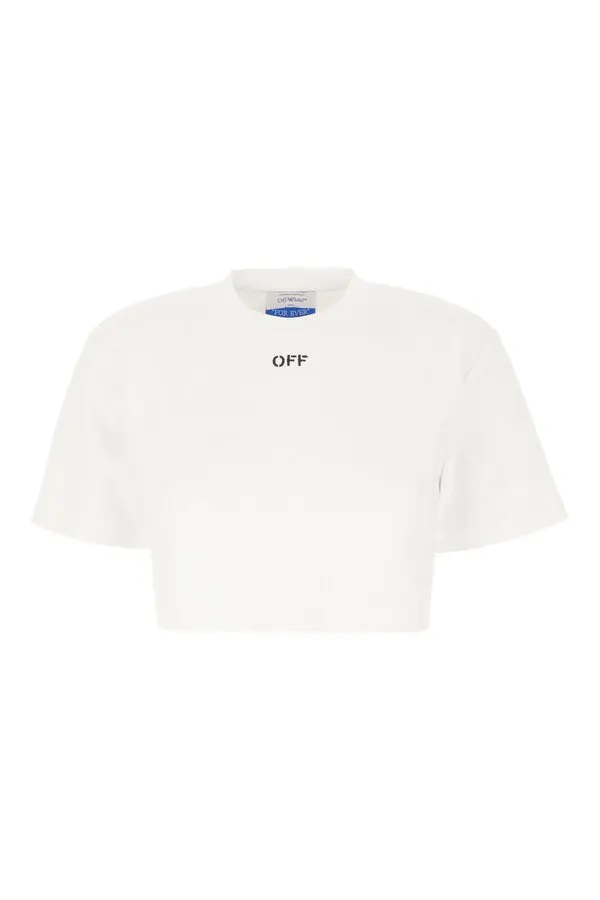 Off-White Ribbed Cropped T-shirt
