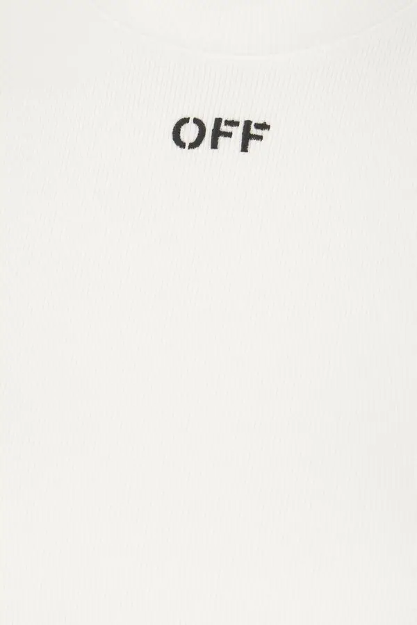 Off-White Ribbed Cropped T-shirt