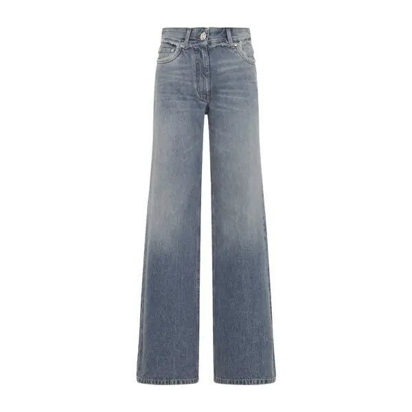 Versace Raw Edge Wide Leg Jeans - Blue
