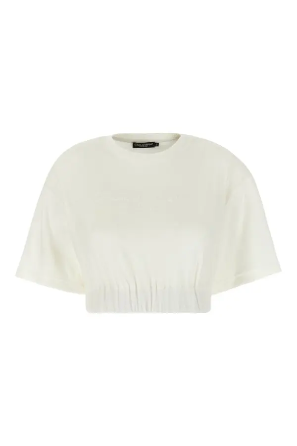 Dolce & Gabbana Cropped T-shirt With Logo Detail - Multicolor