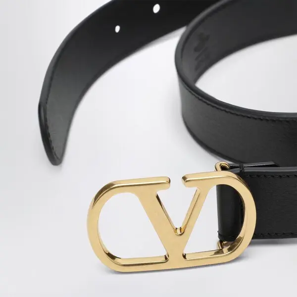 Valentino Garavani Vlogo Signature Leather Belt - Black