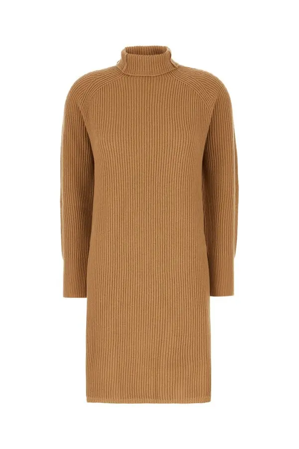 Max Mara Ribbed Turtleneck Dress - Multicolor