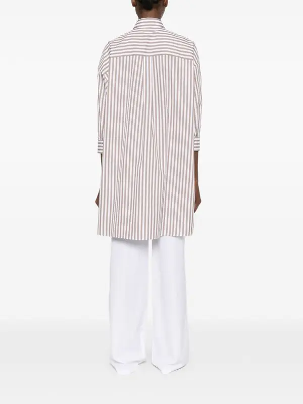 Brunello Cucinelli Striped Cotton And Silk Shirt - Multicolor