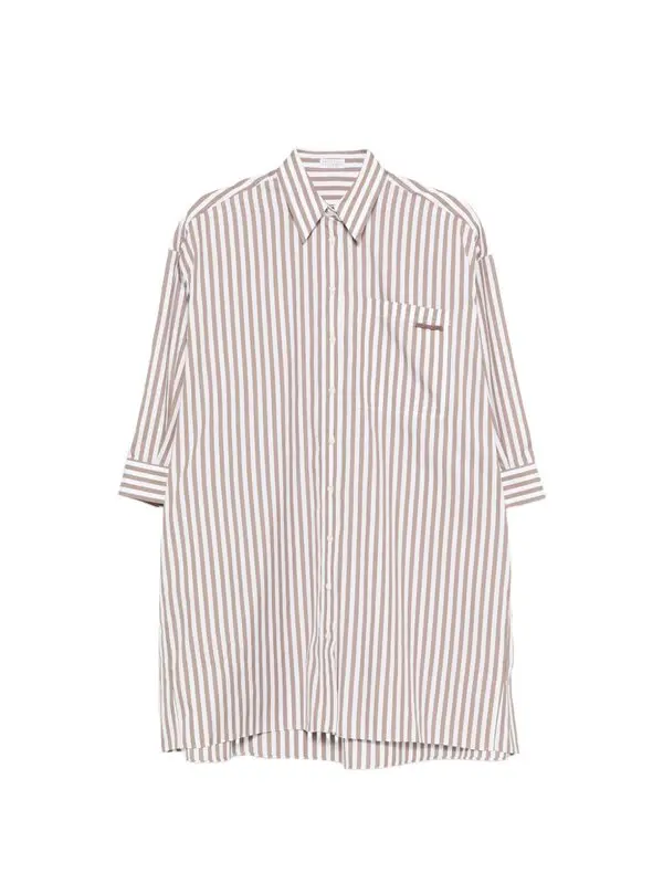 Brunello Cucinelli Striped Cotton And Silk Shirt - Multicolor