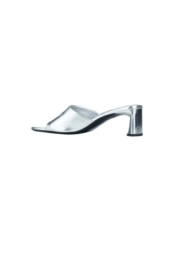 Balenciaga Silver Metallic Heeled Mules