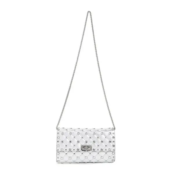 Valentino Garavani Quilted Crystal Embellished Leather Shoulder Bag