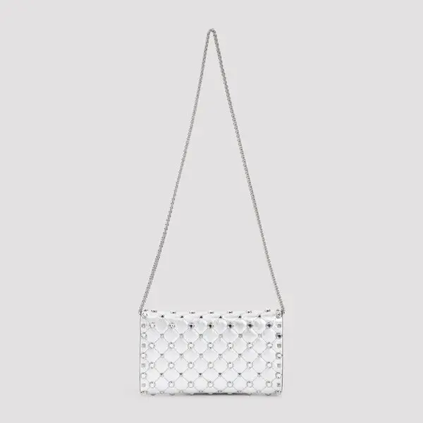 Valentino Garavani Quilted Crystal Embellished Leather Shoulder Bag
