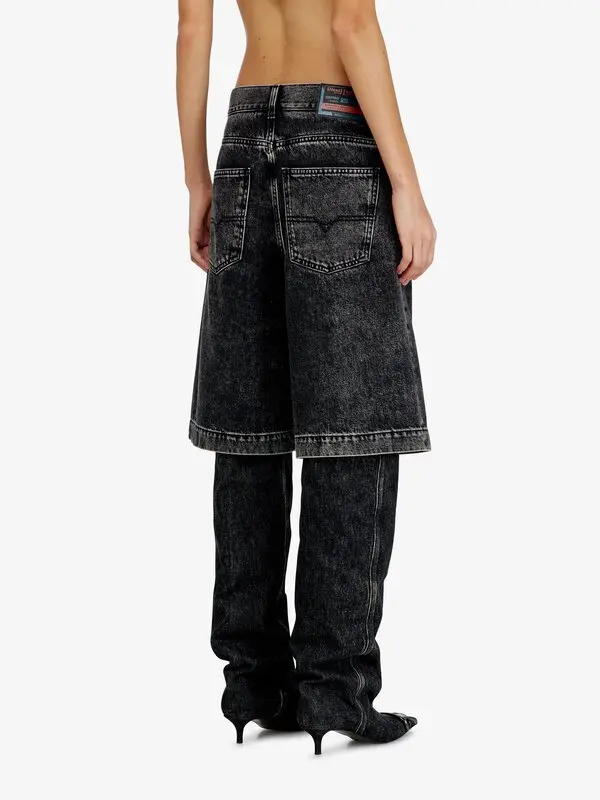 DIESEL® Black Denim Bermuda Shorts With Logo Detail - Multicolor