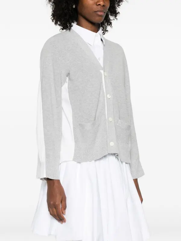 Sacai Cotton Cardigan With V-neck And Button Fastening