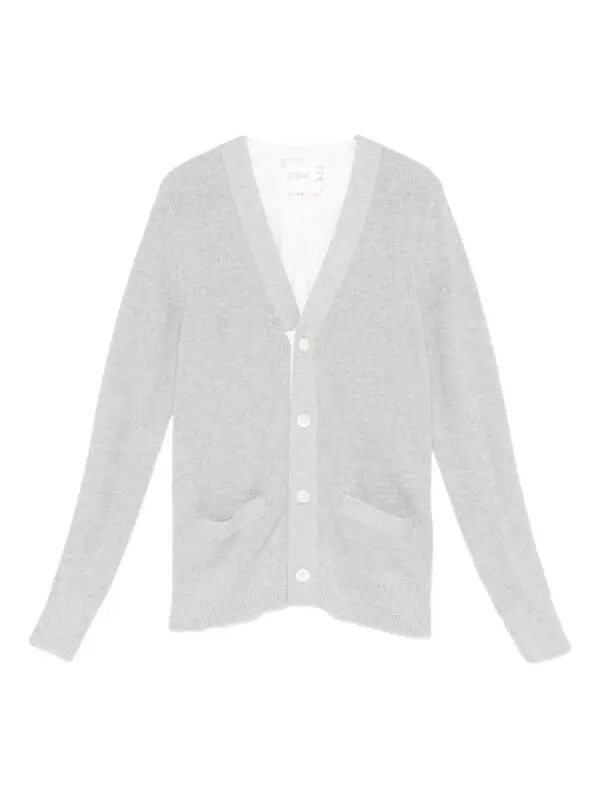 Sacai Cotton Cardigan With V-neck And Button Fastening - Multicolor