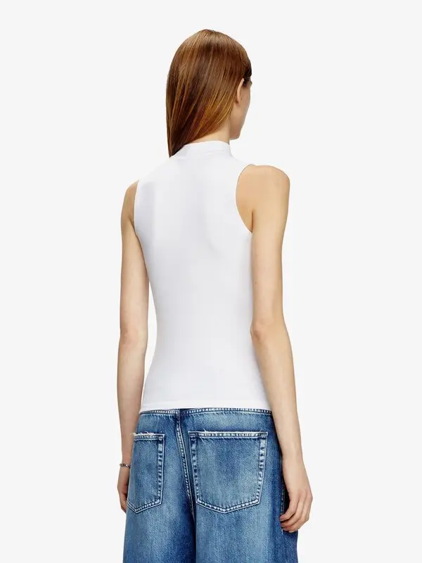 DIESEL® Ribbed Stretch Viscose Mock Neck Tank Top