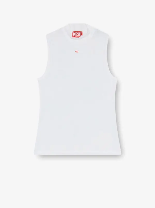 DIESEL® Ribbed Stretch Viscose Mock Neck Tank Top - Multicolor