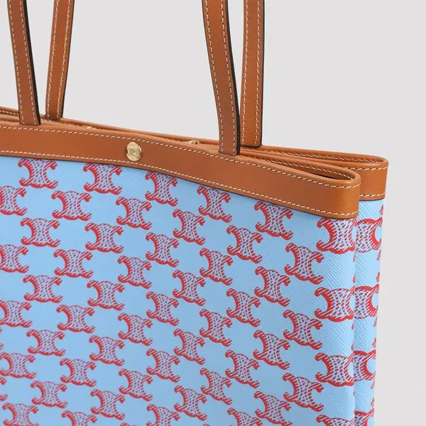 Celine Medium Flat Shopper In Triomphe Canvas - Blue