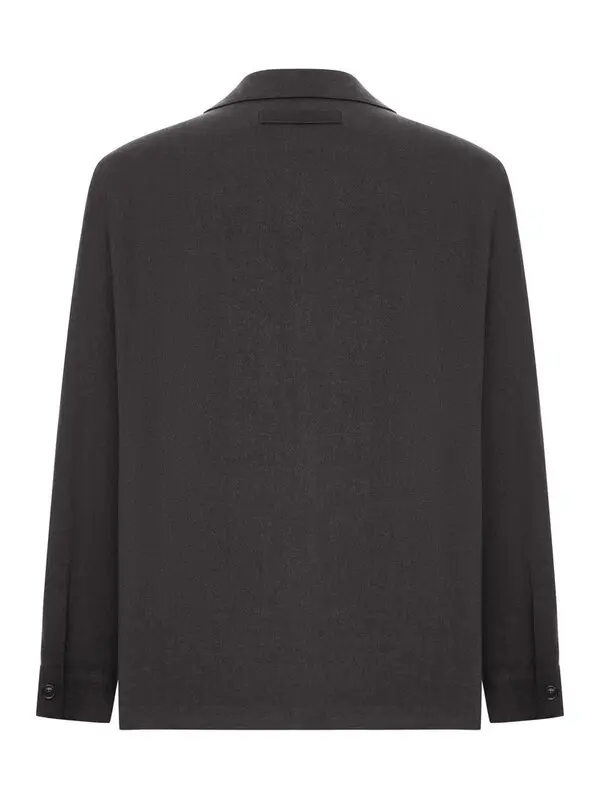 Zegna Wool And Linen Blend Jacket With Patched Pockets - Gray
