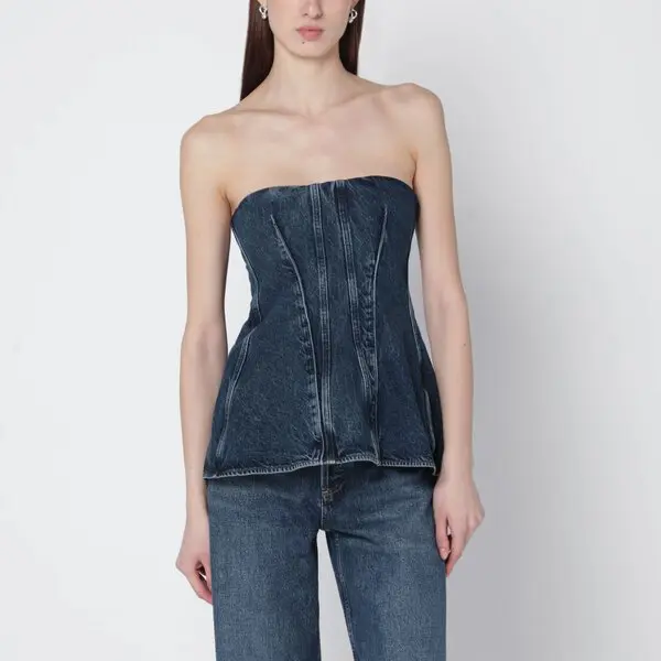 AGOLDE Lara Denim Corset - Blue